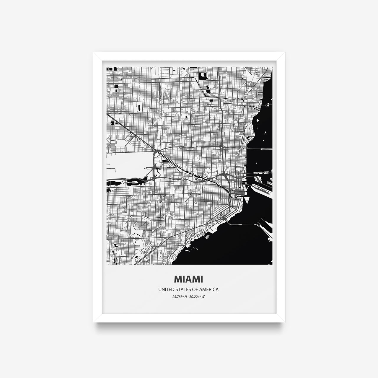 Mapas - Miami – EMOLDURA